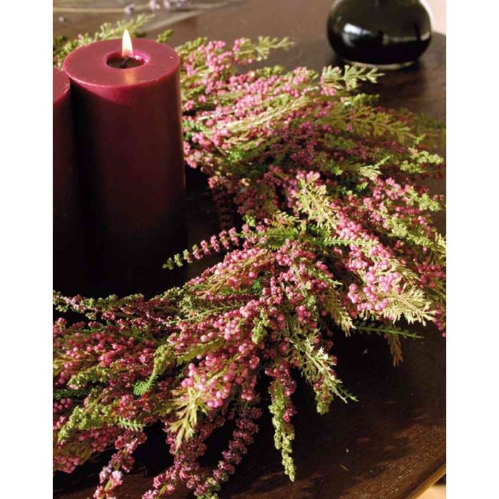 Corona di erica artificiale AUDIE, rosa, Ø45cm