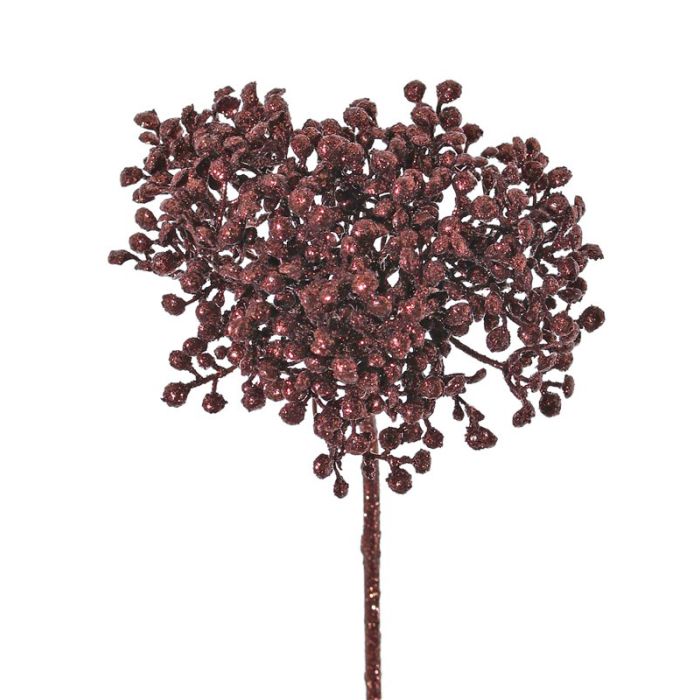 Ramo di bacche di corallo artificiale WENDI, con brillantini, marrone, 15cm