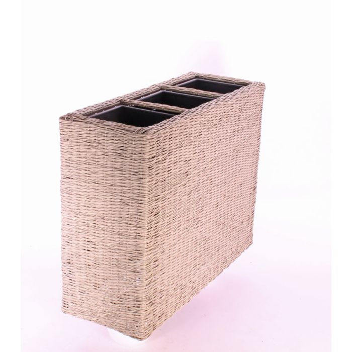 Fioriera di salice da vimini BRILA con 3 inserti, beige, 105x38x80cm